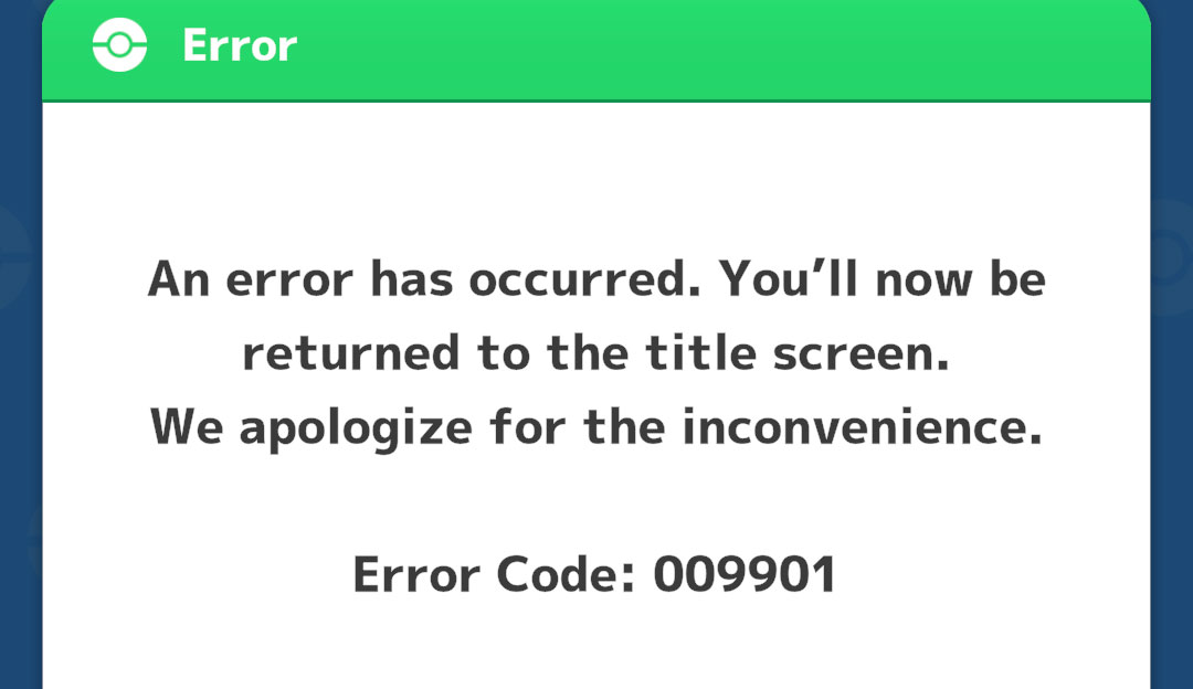 Pokemon Sleep 009901 Error Code Fix