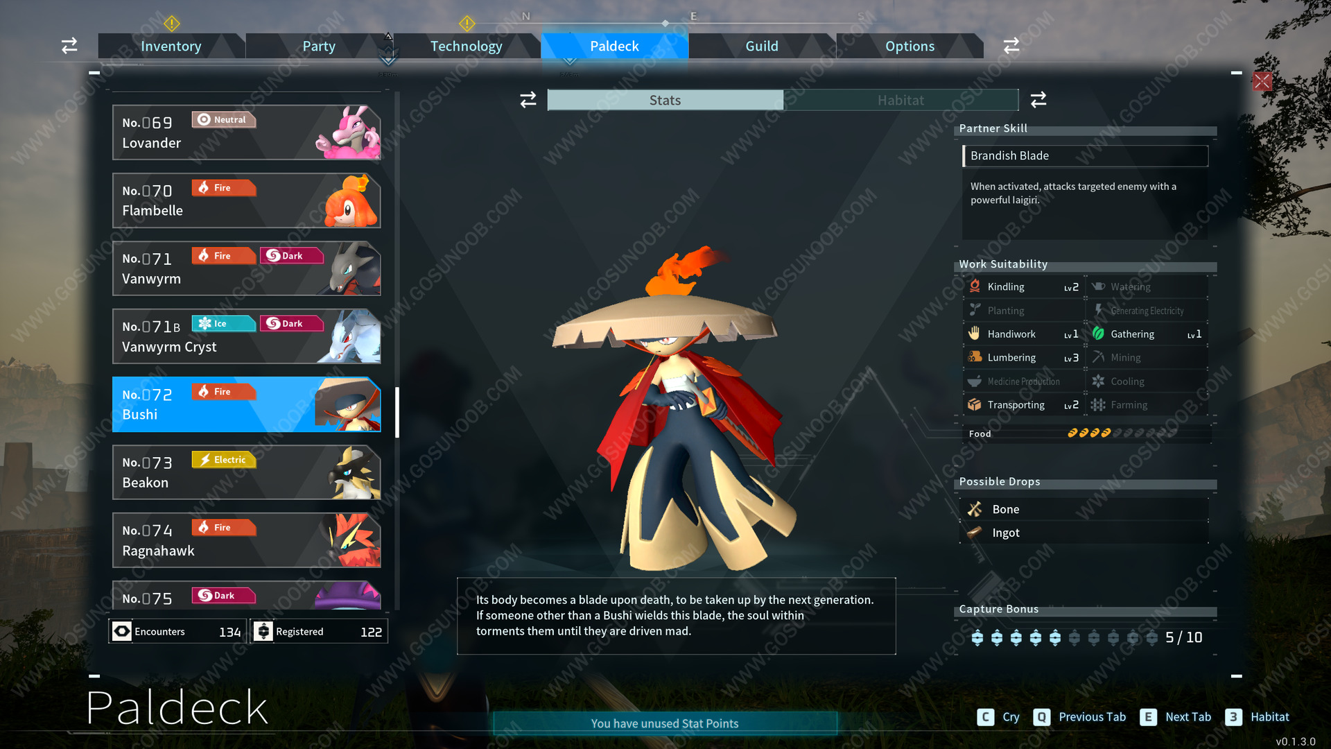 Bushi Razing列表，位置，可获得的对象和Palworld的工作能力 - Recmg.com